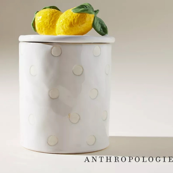 Anthropologie | Kitchen | Anthropologie Lemon Stoneware Canister | Poshmark